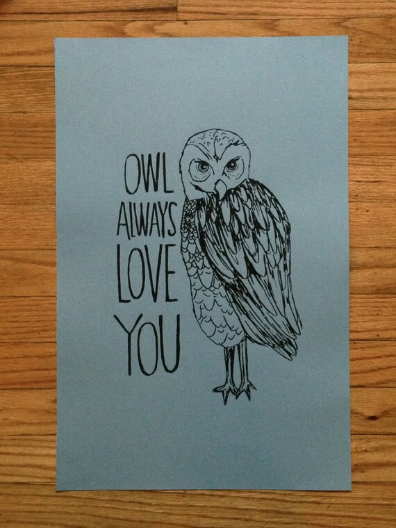 Owl Always Love You blue paper limited edition hand
