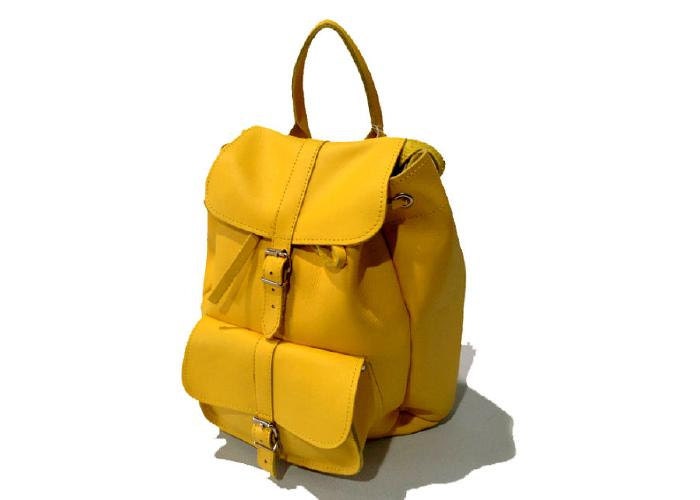 Yellow Cowhide leather backpack rucksack – thick leather