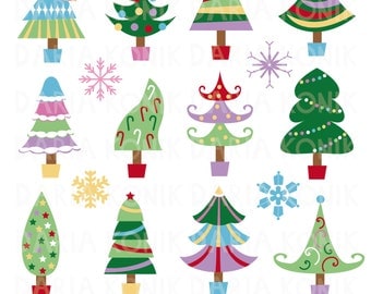 Christmas Tree Clip Art Set-christmas tree clipart, holiday clipart ...