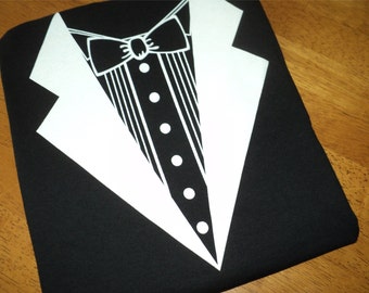 Unisex Screen Printed Tux Tee