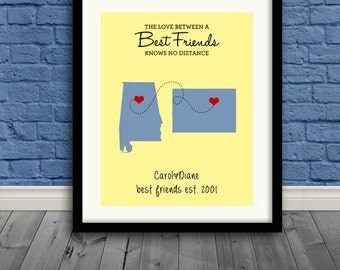 Popular items for best friend map on Etsy