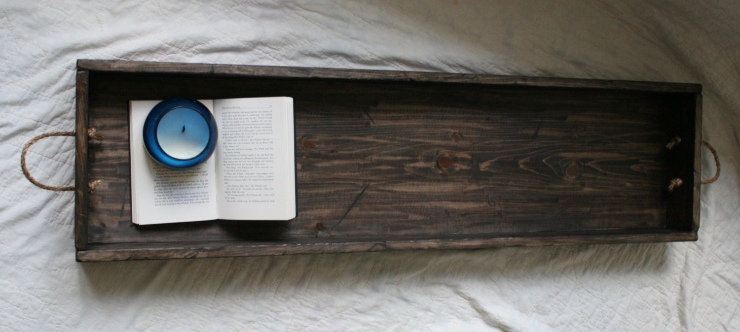 Long Wood Tray with Handles by EverettCo on Etsy