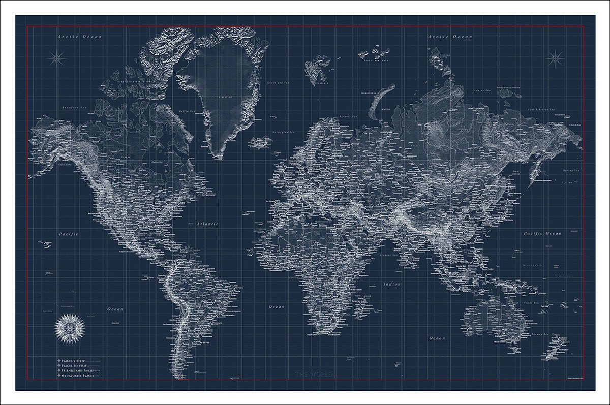 WORLD MAP Map of the World World BLUEPRINT Map World Map