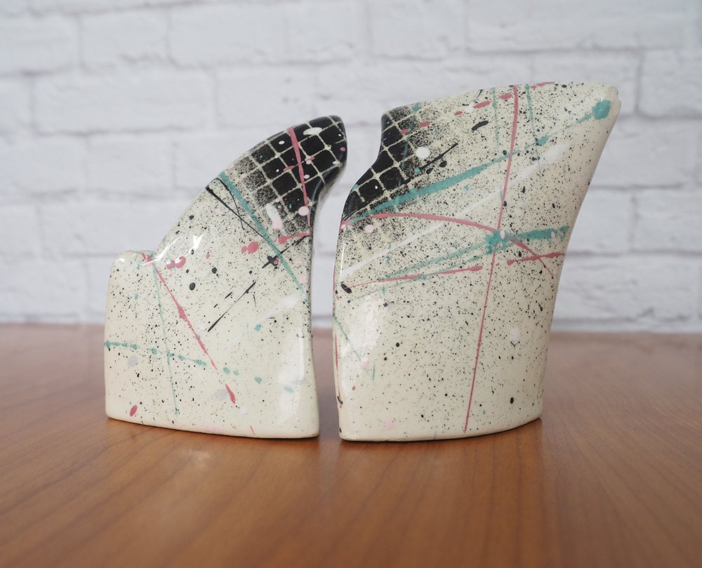 1980s Retro Salt & Pepper Shakers // Splatter Paint Geometric Design ...