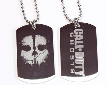 Call of Duty Ghosts double sided dog tag pendant with link and chain COD.