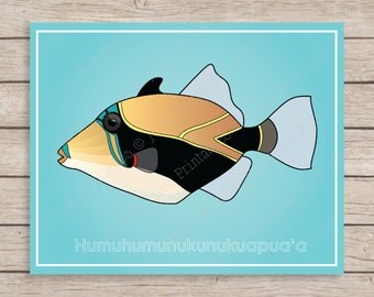 Reef Triggerfish Art, Hawaiian Fish Art Print, Humuhumunukunukuapua'a ...