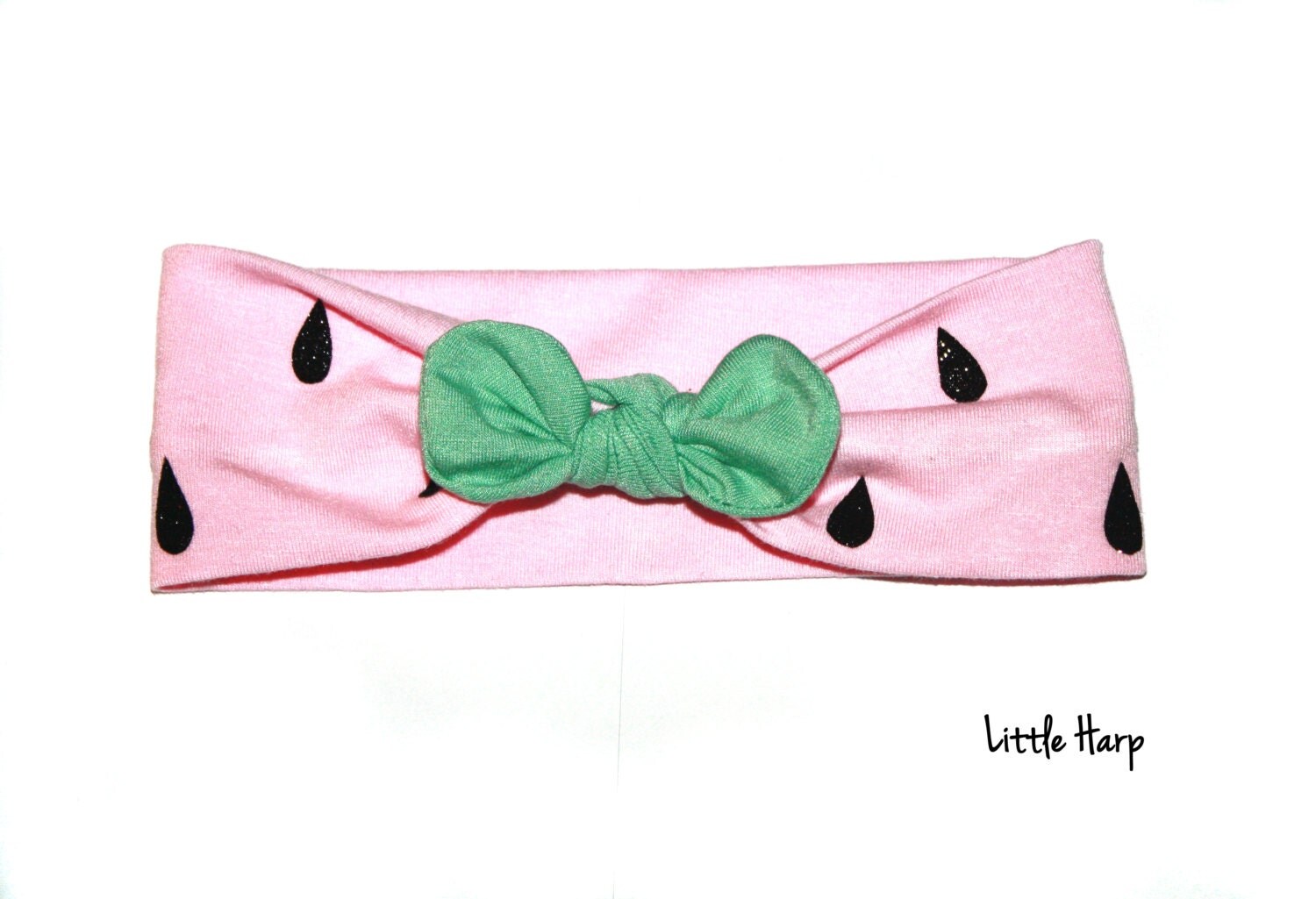 Watermelon Turban Headband with Knotted Bow by LittleHarpBowtique