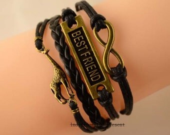 Best friend infinity bracelet bangle bracelet giraffe personalized ...