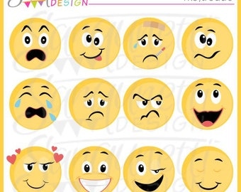 Emoji Clip Art Smiley Faces: Digital Download High