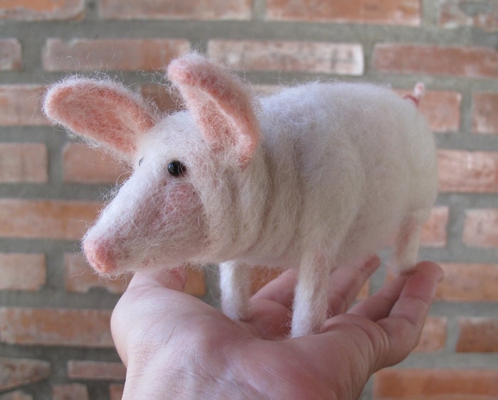 Needle Felted Wool Pig Hog