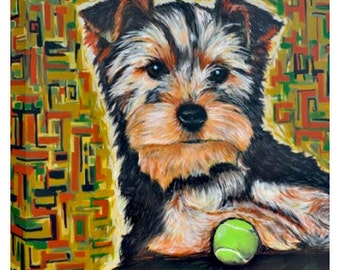 Yorkie art | Etsy