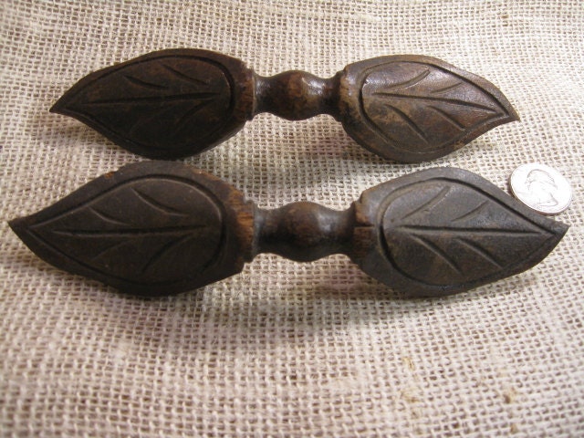 Pair of Carved Victorian Cottage Style Wooden Drawer Pulls, Handles ...