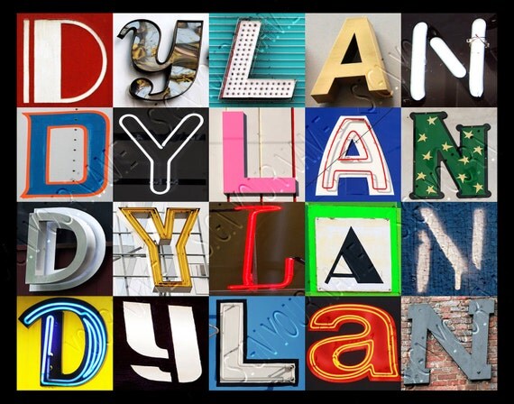 Personalized Poster featuring DYLAN showcased in photos of