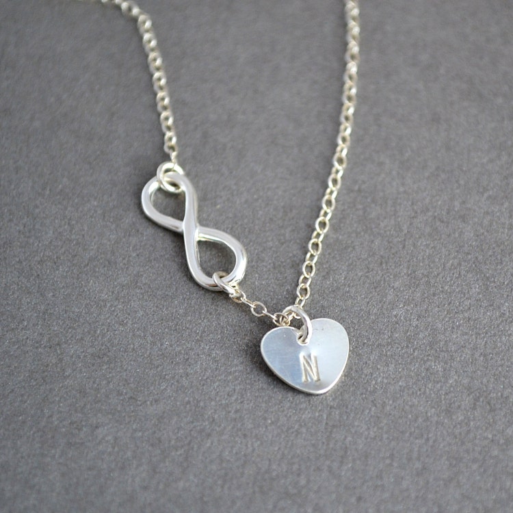 Personalized Infinity Heart Necklace Initial Heart by MalizBIJOUX