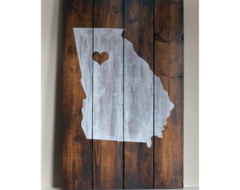 Rustic Texas State Silhouette Art Wood Sign by HammerandLaceinc