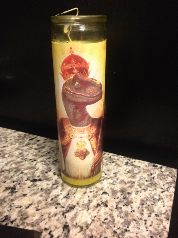 Raptor Jesus Funny Prayer Candle Dinosaur prayer Candle