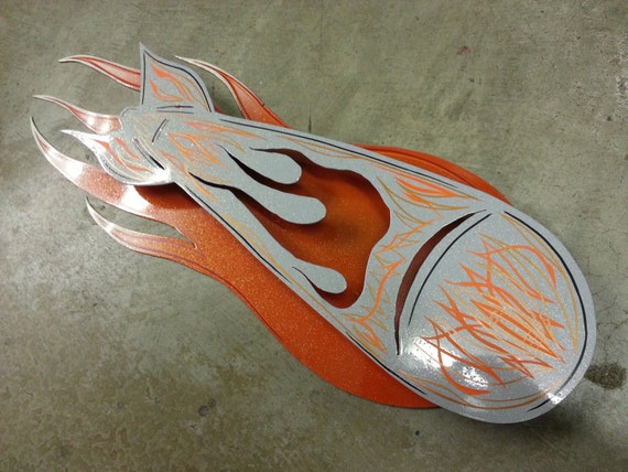 Items similar to Bomb with flames! metal wall art cut out with a plasma ...