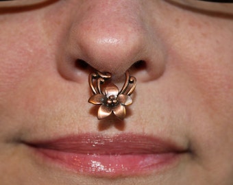 Non Pierced Big Beautiful Flower Septum Ring