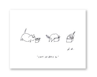Sneak Attack Cat Print Ink Drawing Funny Cat Art