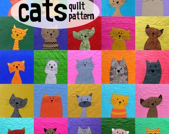 Cat quilt pattern | Etsy
