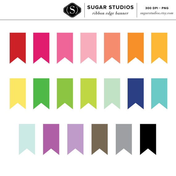 Ribbon Edge Banner Frames Labels Tags 20 Pieces for