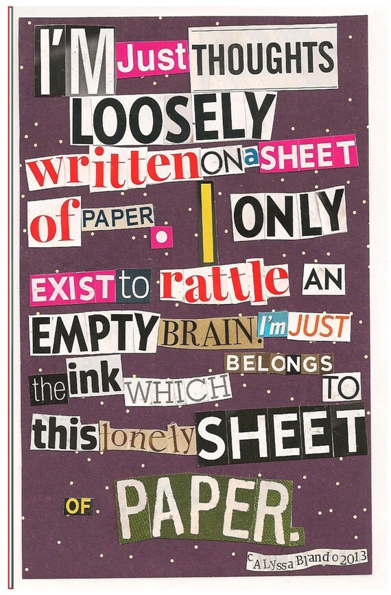 Items similar to POSTER- This is What I Am. Ransom Note Style Poetry ...