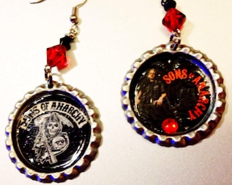 Sons of Anarchy Bottle Cap Earrings