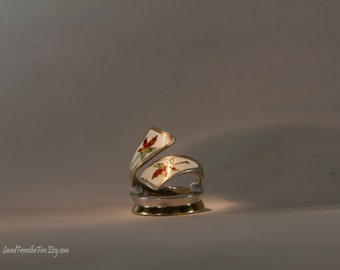 Marijuana Leaf Inlaid Multi-colored Ring Backed by Sterling Silver ...