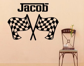 Checkered flag decal | Etsy