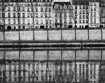 Items similar to Paris Photography, Louvre Reflections, Black and White ...