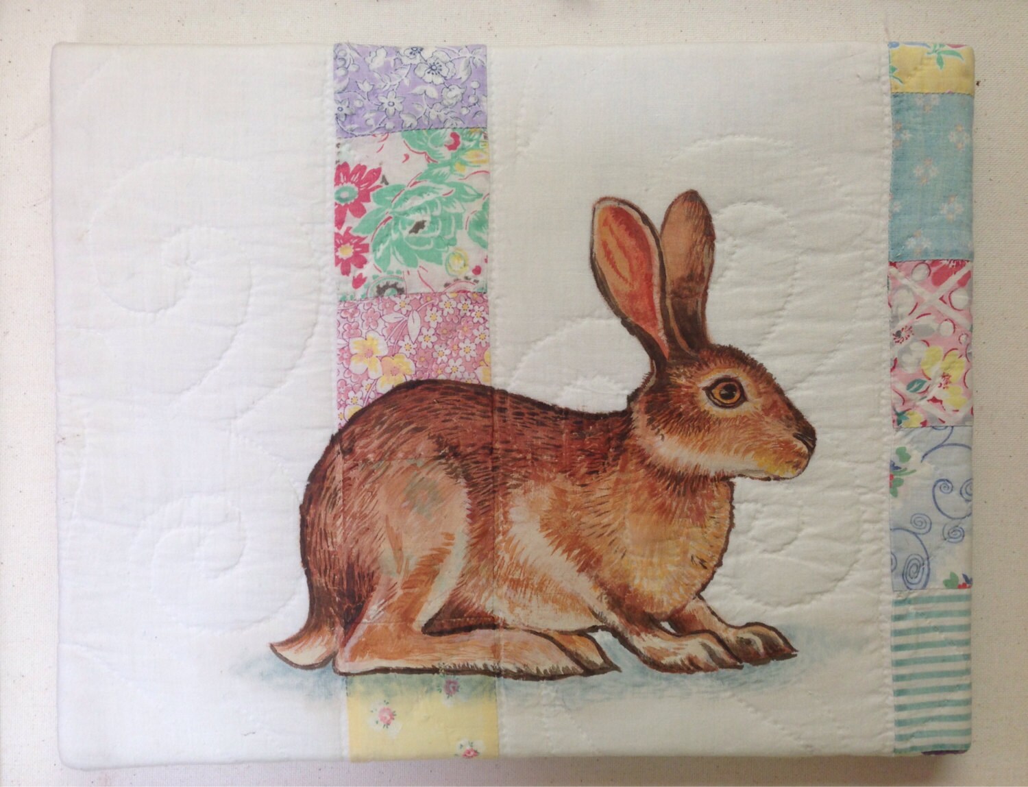 Jack Rabbit on Vintage Quilt original 11 x 14 by toadbriar