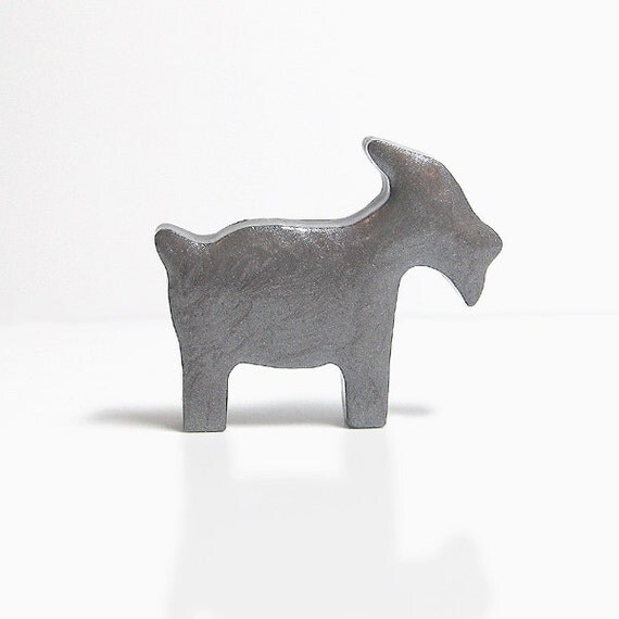 Antique Silver Goat Figurine