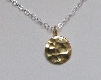 Fine Silver Hammered Gold Disc 24k Gold Plated Vermeil, Sterling Silver ...