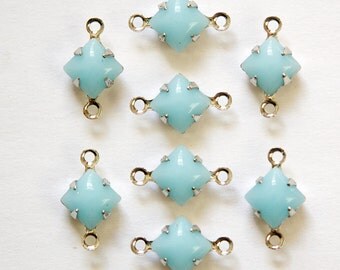 Vintage Opaque White Stones in 1 Loop Brass by yummytreasures