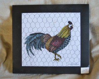 Zen doodle rooster artwork by Laurie Sherrell