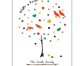 Family Tree Art Print - Personalized Wedding Gift Anniversary Gift Wish ...