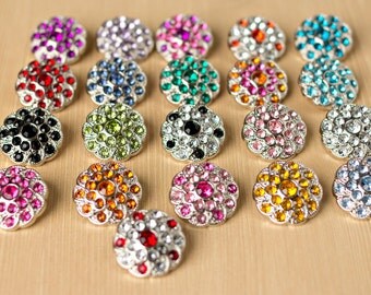 5 Red Rhinestone Buttons Emma Button 25mm Plastic