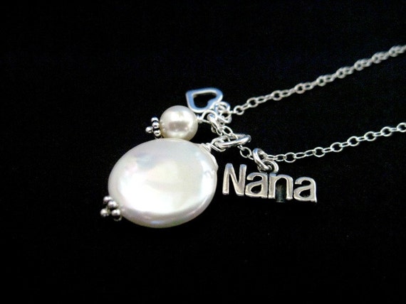 Nana Jewelry Sterling Silver Nana Necklace With Coin Pearl