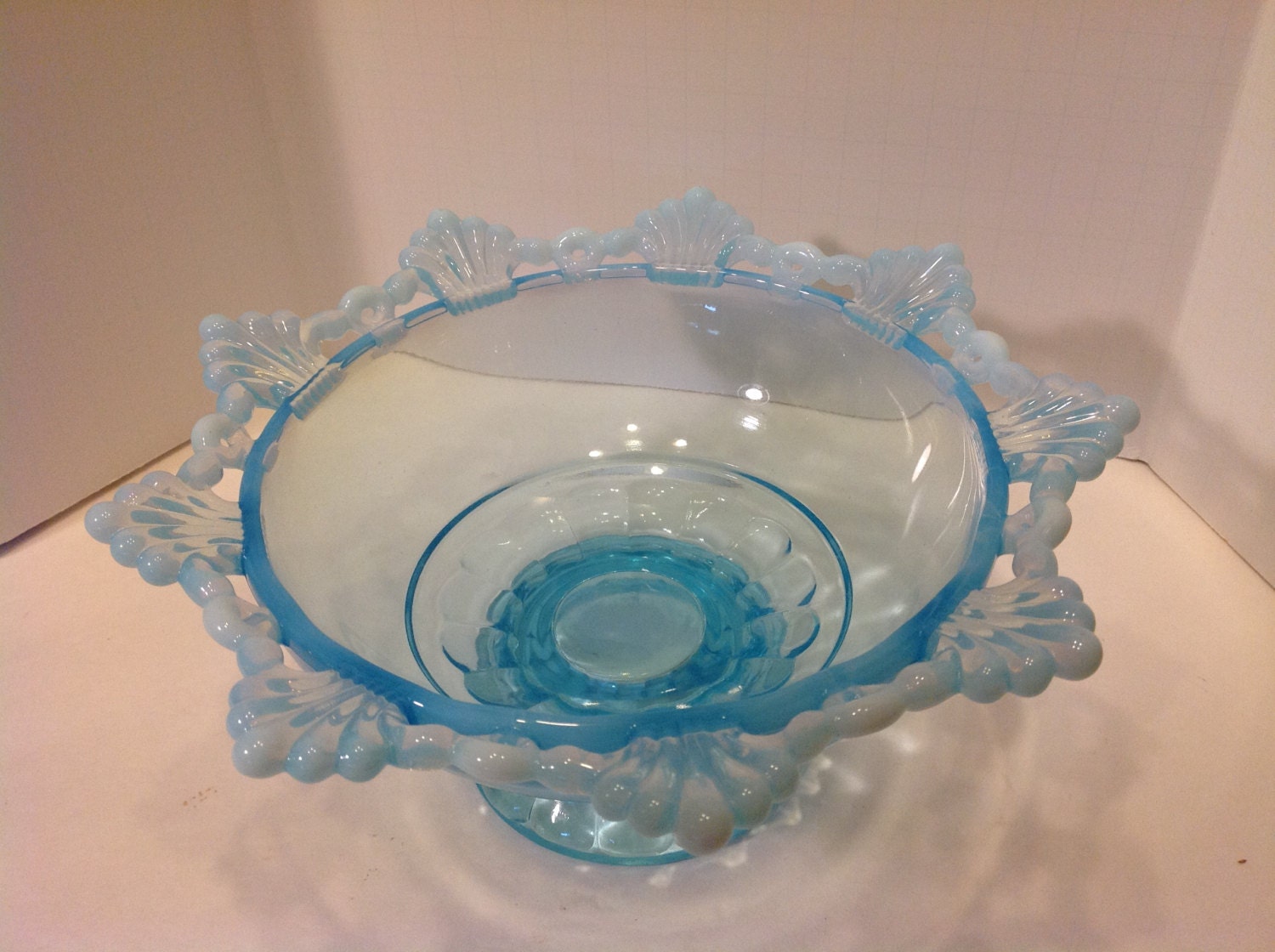 Mosser Glass Company Blue Opalescent Ring and Petal Bowl – Haute Juice