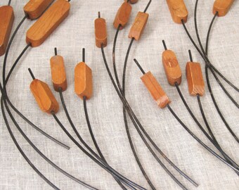 Cat Tails / Mid-Century / Vintage Mid - Century Wood and Metal Cat Tail ...