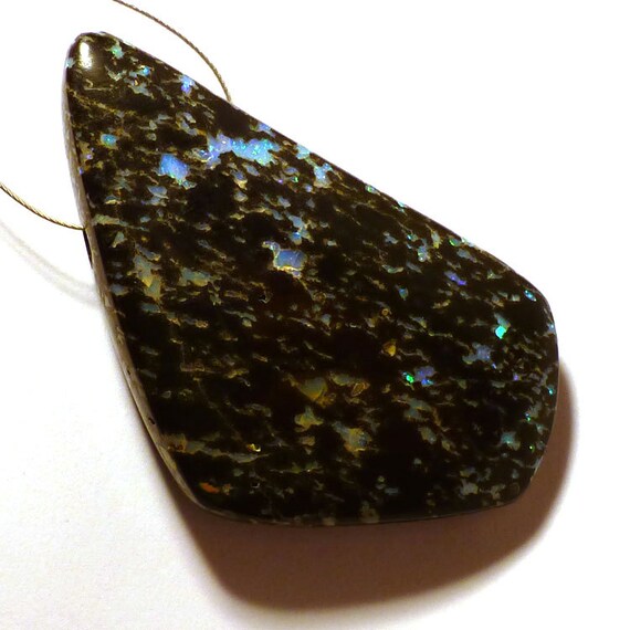 Leopard Opal Bead Cabochon Rare Black Basalt Mexican by saxdsign