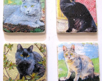 Items similar to Fat Fabulous Cats Coasters on Etsy