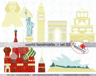 My Community Buildings Set 02 in FRENCH Clipart: 300 dpi