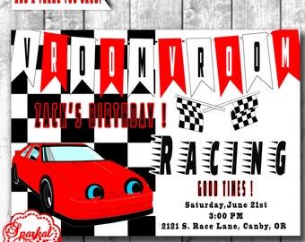RACE CAR Birthday Invitation, Boys Racing Invite, Racing Flags ...