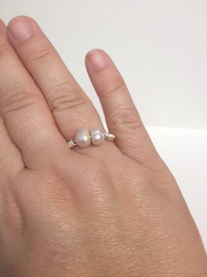 Freshwater Pearl Wired Ring Size 9 1/4