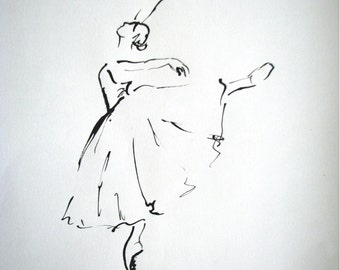 Charcoal drawing ballet dancer original by galeriaVarte on Etsy