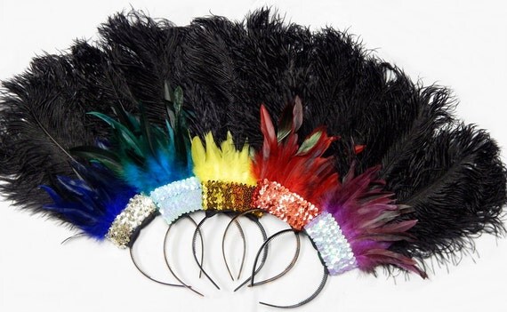 Samba Party Ostrich Feather Las Vegas Showgirl Headdress