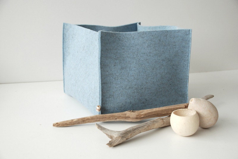 Felt Basket, Pure Wool Blue Felt Box 10″ x 10″ x 8″ – Etsy finds