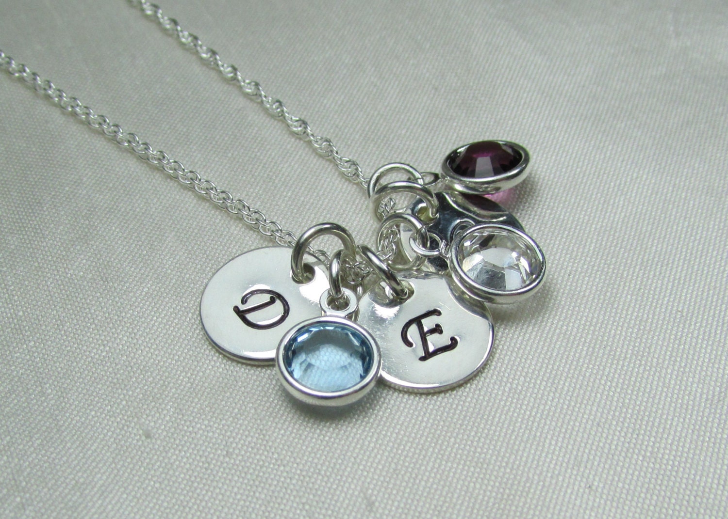 Initial Necklace Personalized Mothers Necklace Birthstone