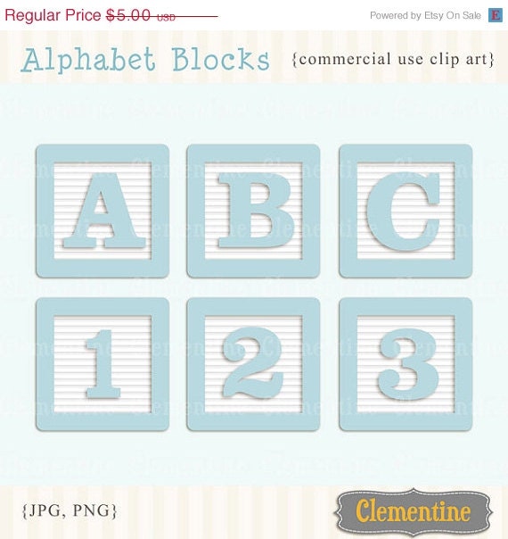 Blue Alphabet blocks clip art images baby by ClementineDigitals